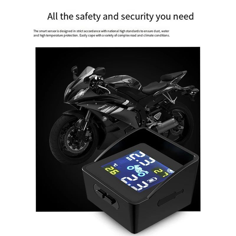 Motorcycle Solar Tire Pressure Temperature Monitoring System TPMS Sens ...