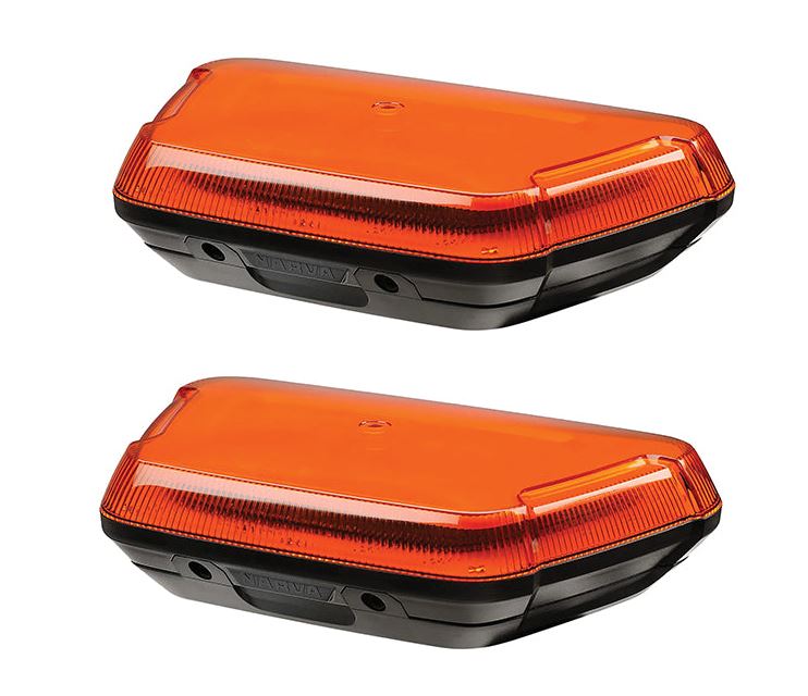 2 x Narva 10-80V Aerotech LED Mini Light Box (Amber) Permanent Mount 8 ...