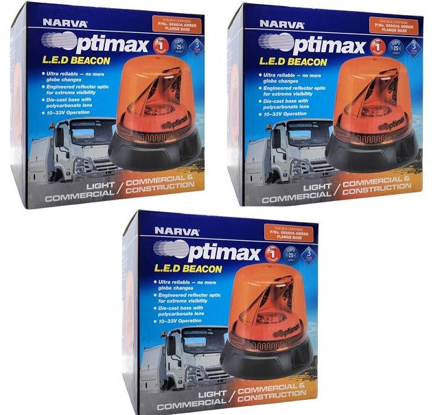 25 x Narva Optimax LED Rotating Beacon Amber 10-33V Class 1 LED Beacon ...