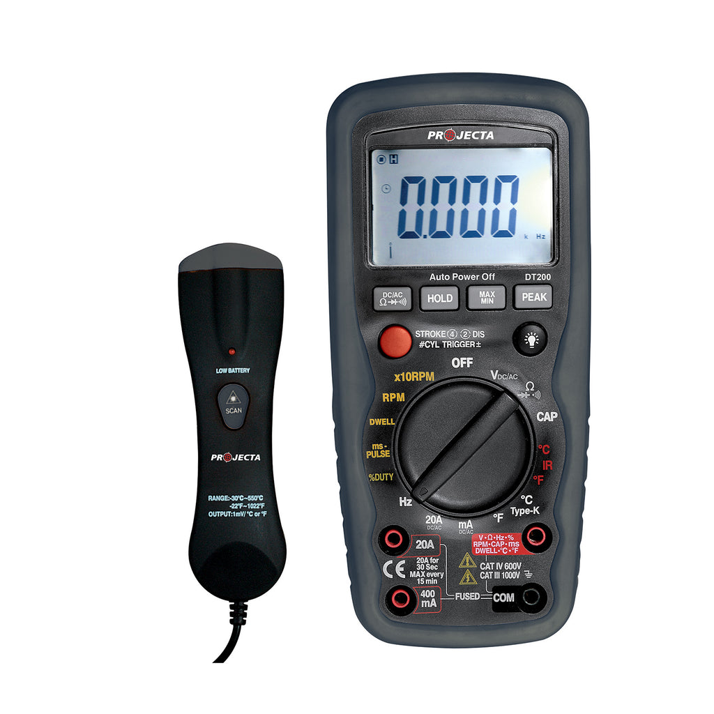 Projecta DT200 Automotive Digital Multimeter – RPM, IR Temp, Dwell, Du ...