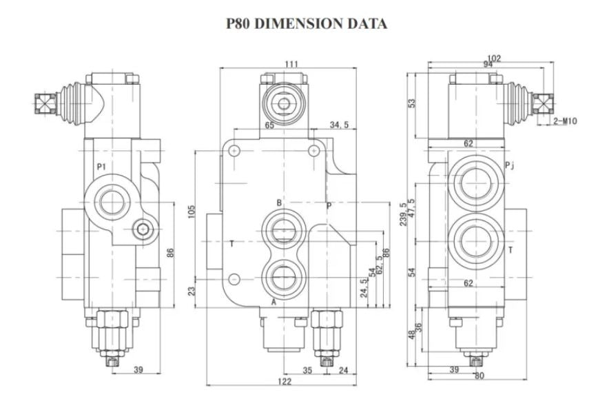 1P80 Hydraulic Directional Control Valve 80L 1-Spool Spring Return Pil ...