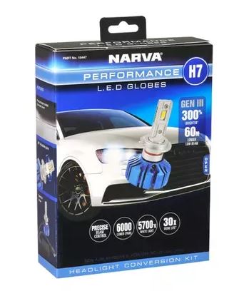 Narva H7 LED Headlight Globes Performance Kit GEN III H7 12/24V with T ...