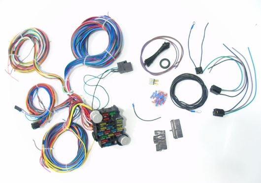 UNIVERSAL 21 CIRCUIT WIRING HARNESS HOT ROD MUSCLE CAR CUSTOM RAT ROD ...